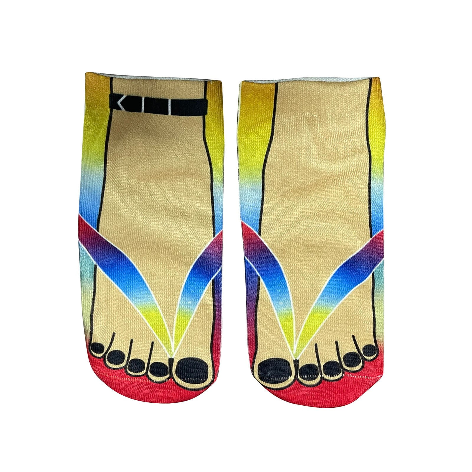 skfvkab 3D Pattern Manicure Print Socks Flip Flop Funny Hidden Running ...