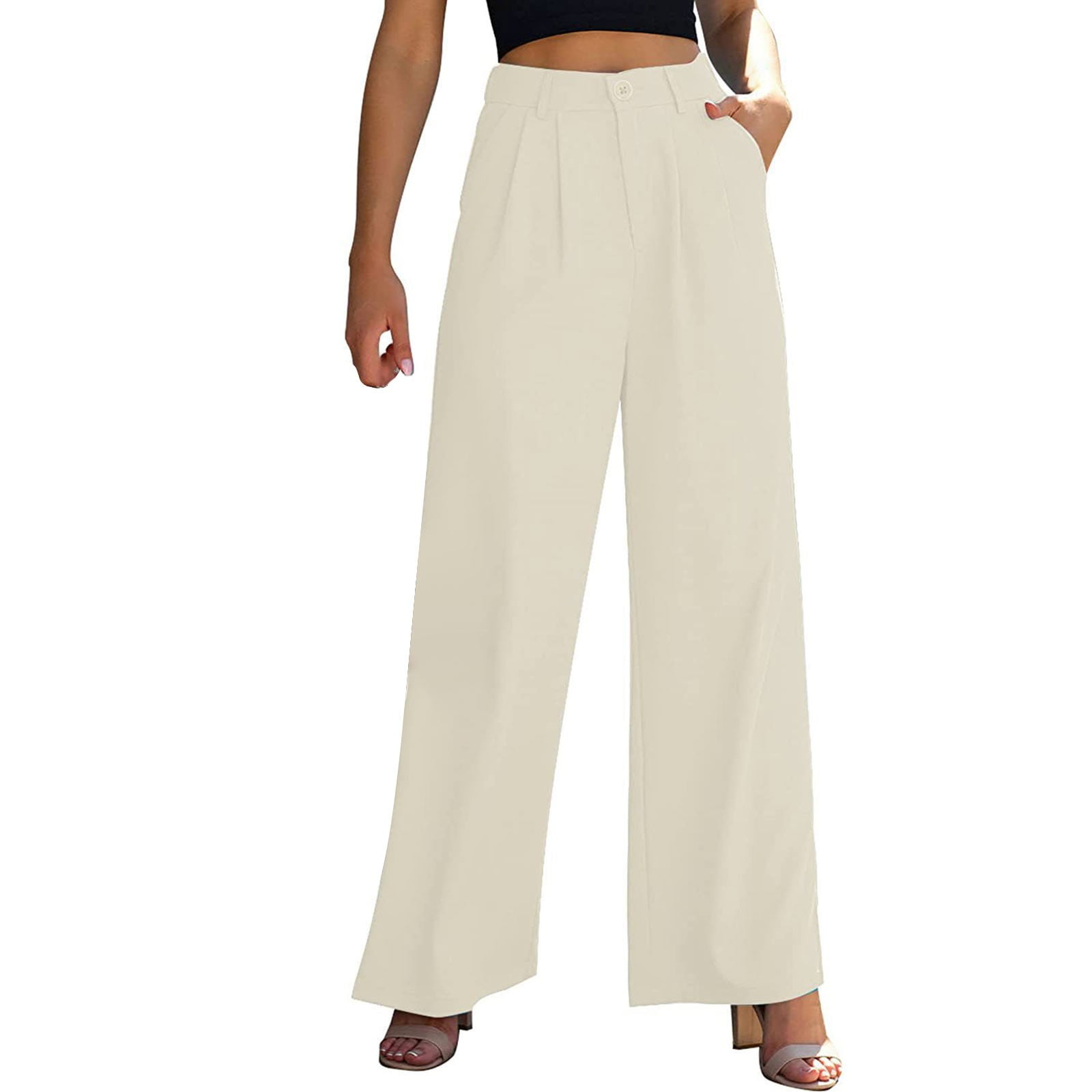 skfvkab Women's Wide Leg Pants for Work Business Casual High Rise Dress ...