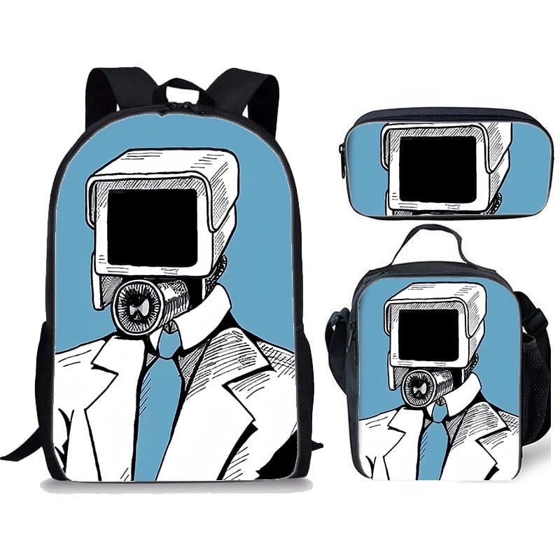 skibidi toilet printed three-piece school bag set for primary school ...