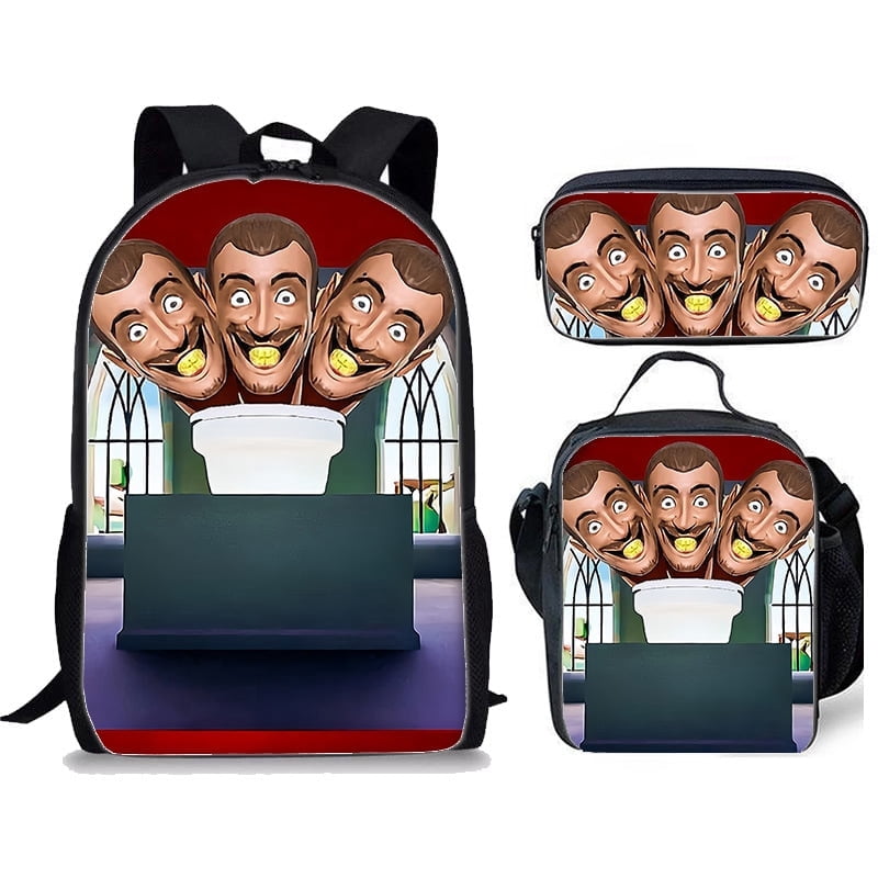 skibidi toilet printed three-piece school bag set for primary school ...