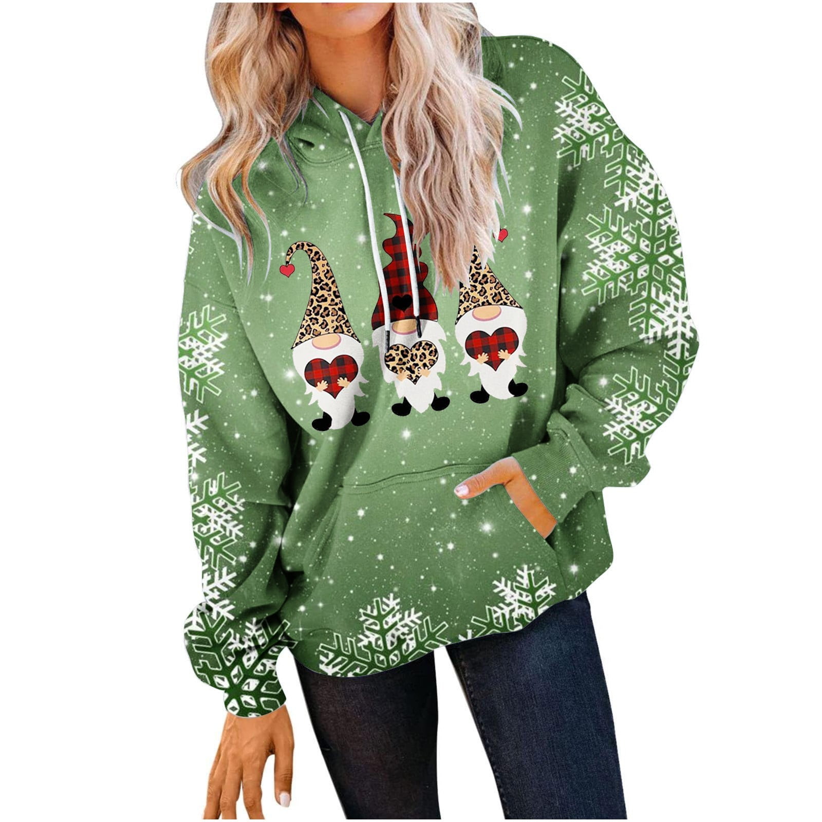 Skpabo Christmas Hoodies For Women Ladies Christmas Jumpers Christmas Tree Reindeer Santa