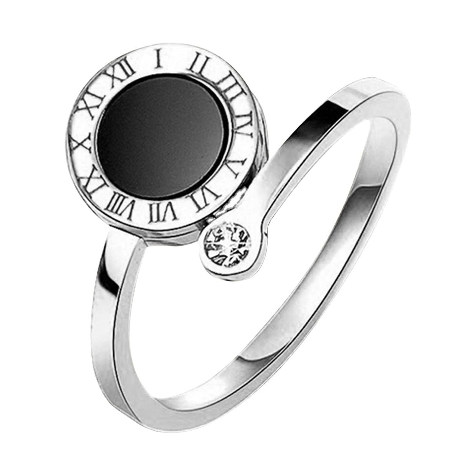 skpabo Digital Titanium Steel Ring Open Diamond Tail Ring Finger Ring ...