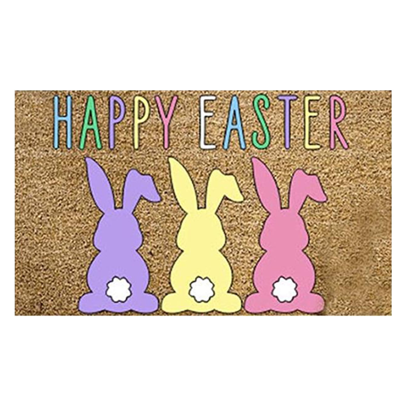 skpabo Easter Welcome Mat, Anti-Skid, Easter Eggs Rabbit Print, Indoor/Outdoor Carpet for Home ...