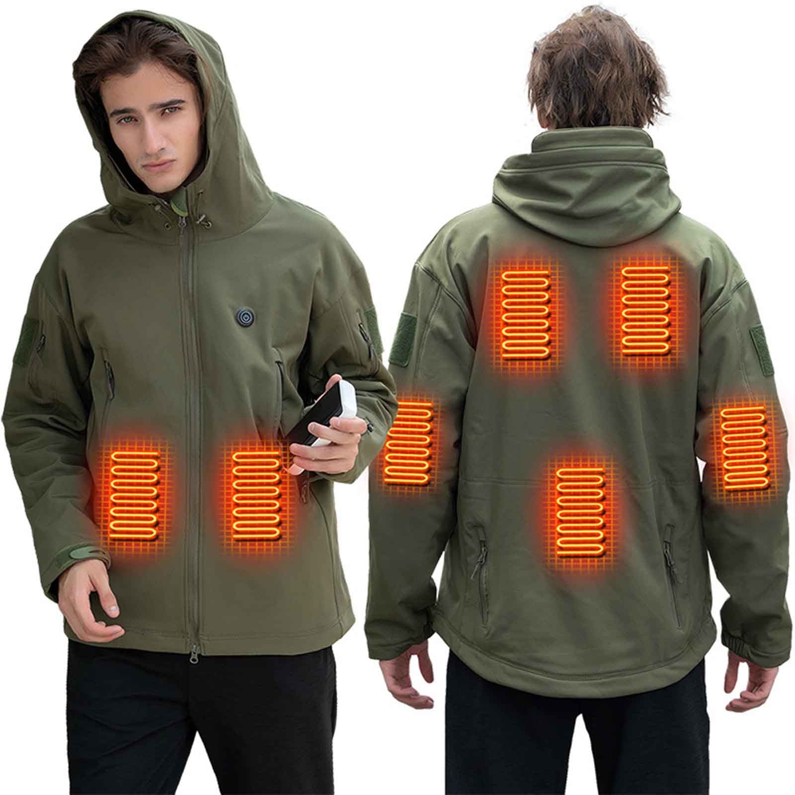skpabo Heated Body Warmer Mens Camo Heated Jacket Zip Up USB Charging ...