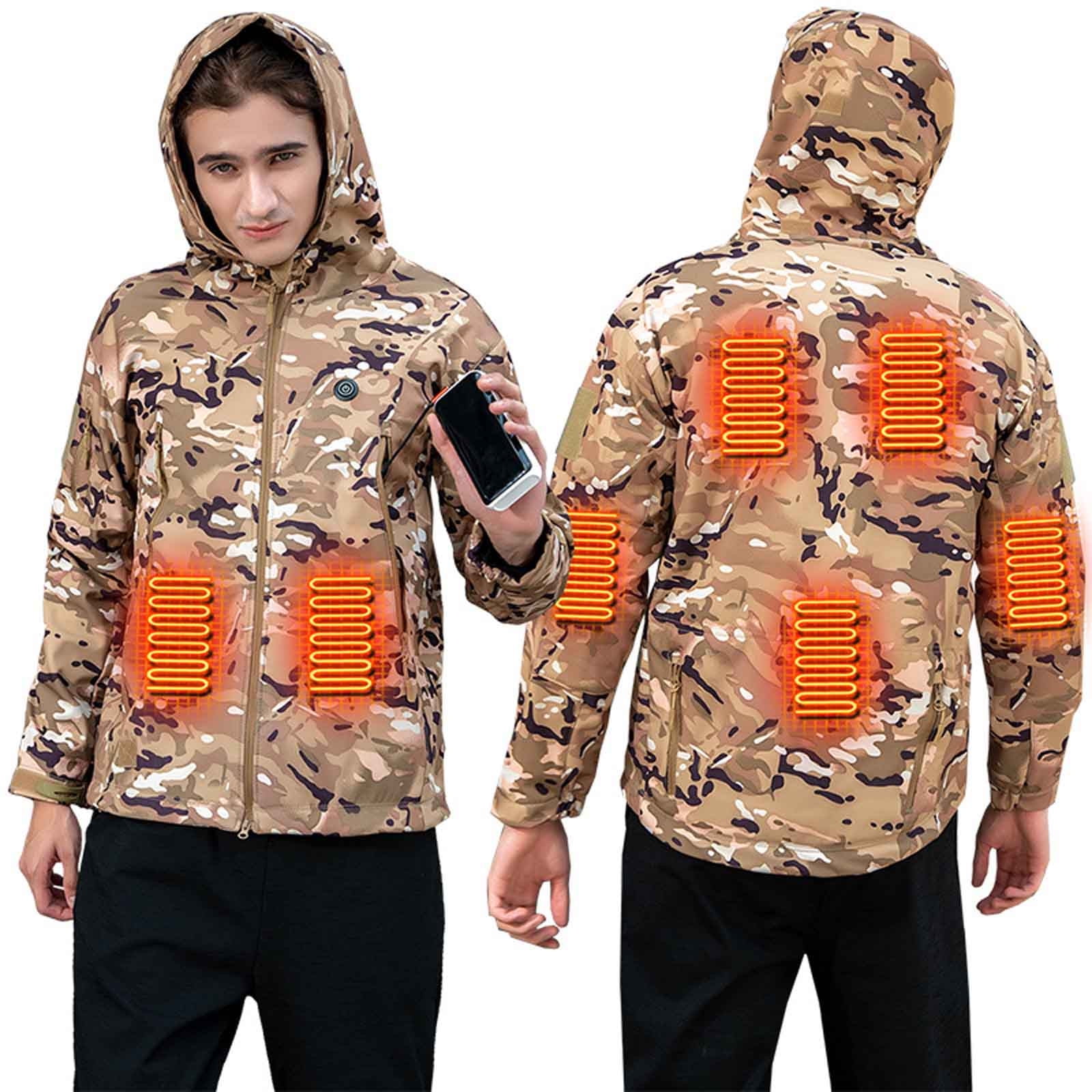 skpabo Heated Body Warmer Mens Camo Heated Jacket Zip Up USB Charging ...