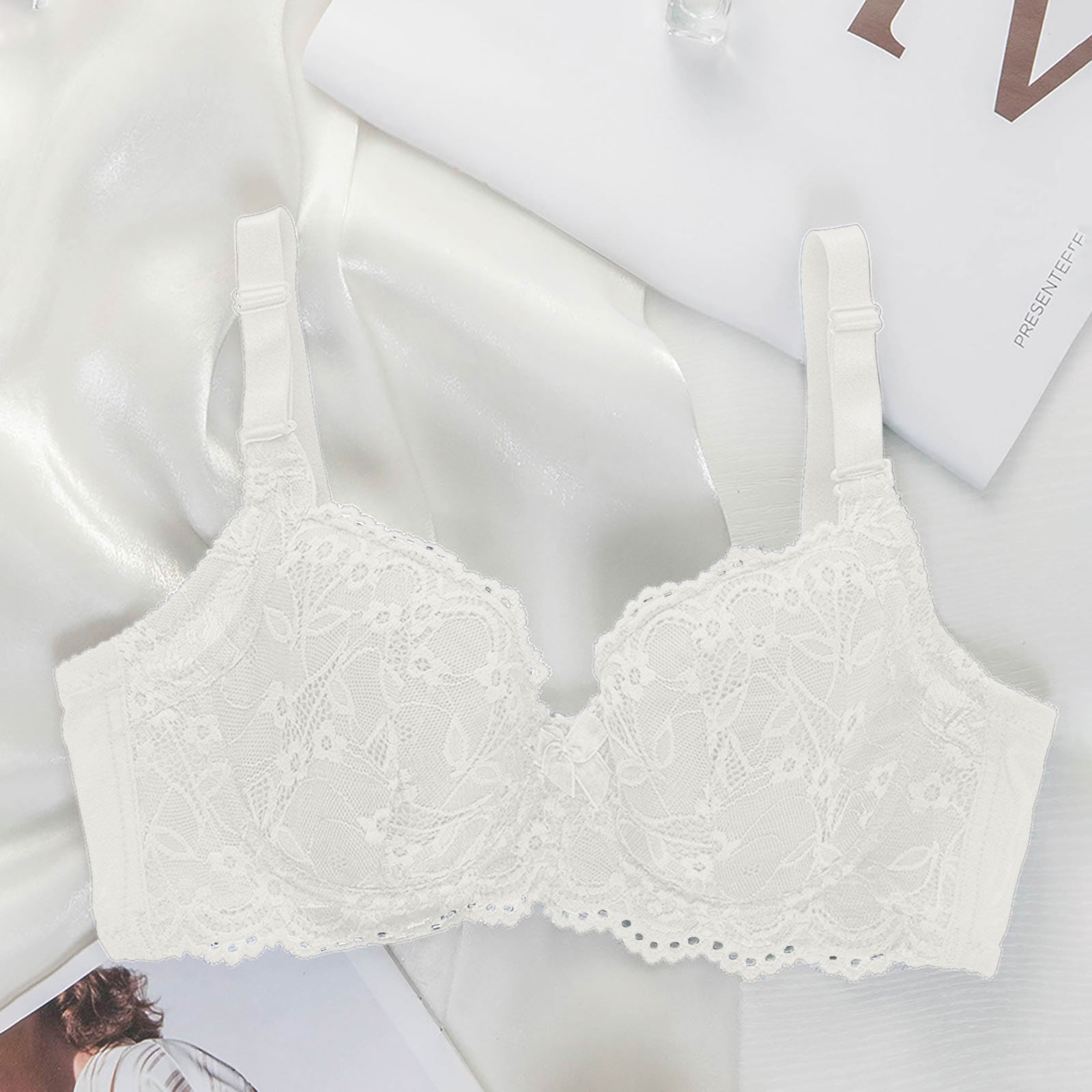 skpabo Lace Push Up Bra Corset Bra Women's Non-Steel Ring Non-Marking ...