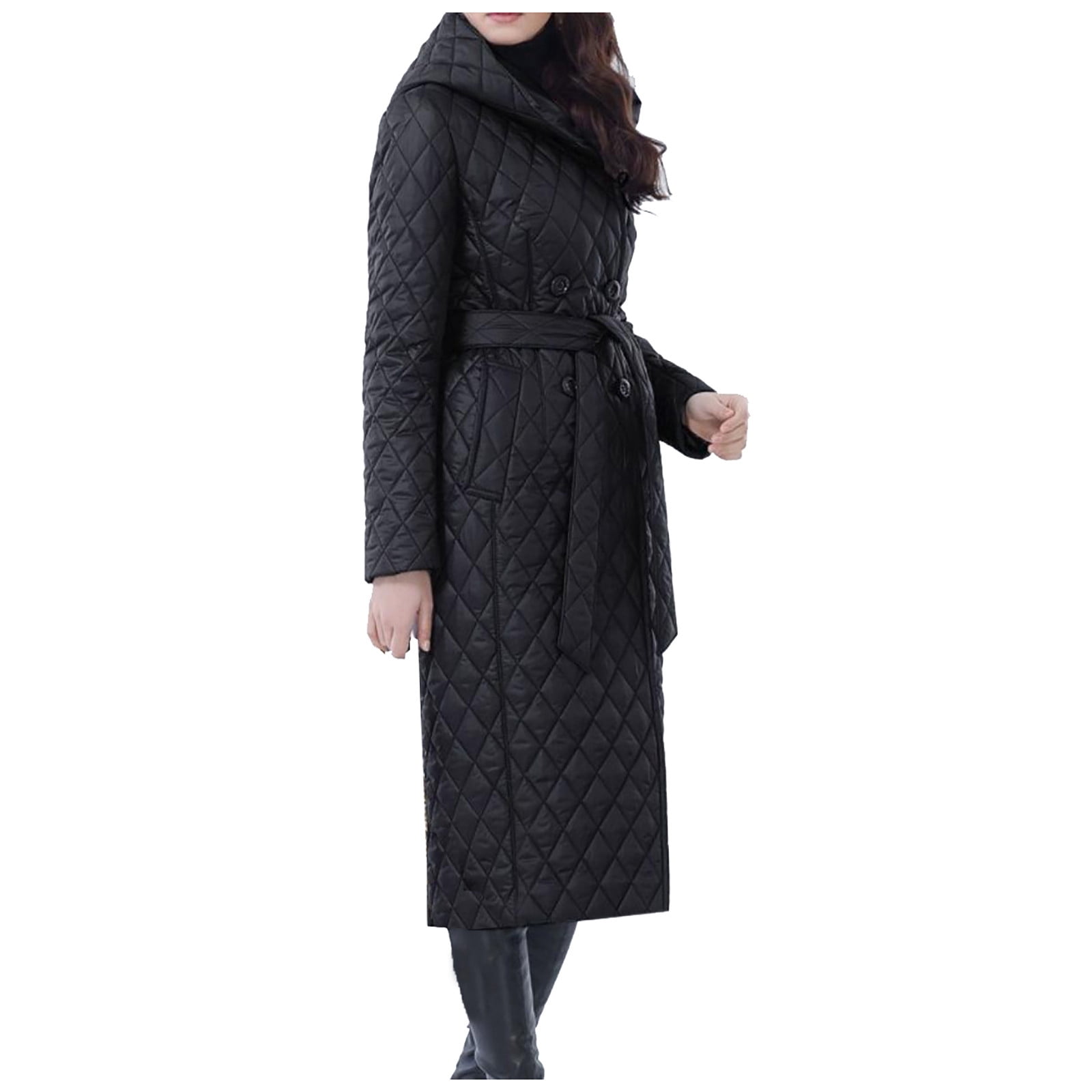 skpabo Winter Coats for Women Long Quilted Coat Maxi Length Warm Padded ...