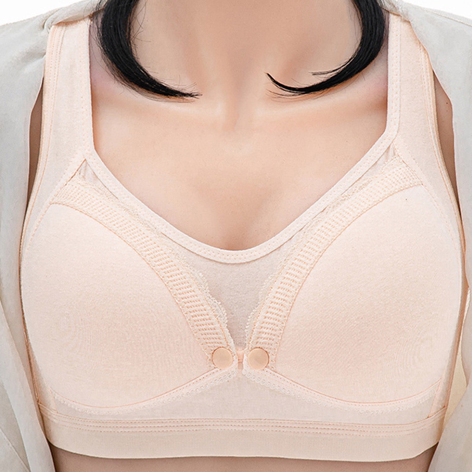 skpabo Women Comfy Front Fastening Bras Non Wired Post Soft Bra Breastfeeding Underwear Gathered ...