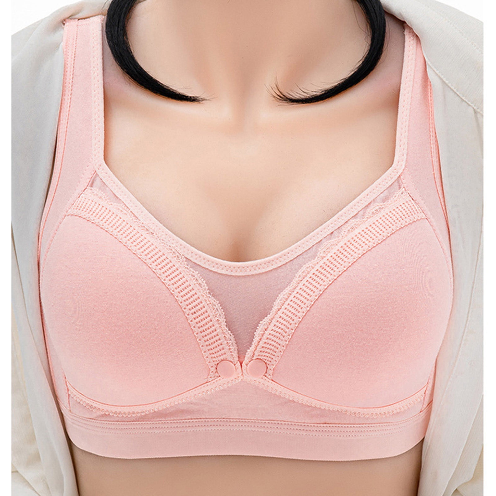 skpabo Women Comfy Front Fastening Bras Non Wired Post Soft Bra Breastfeeding Underwear Gathered ...