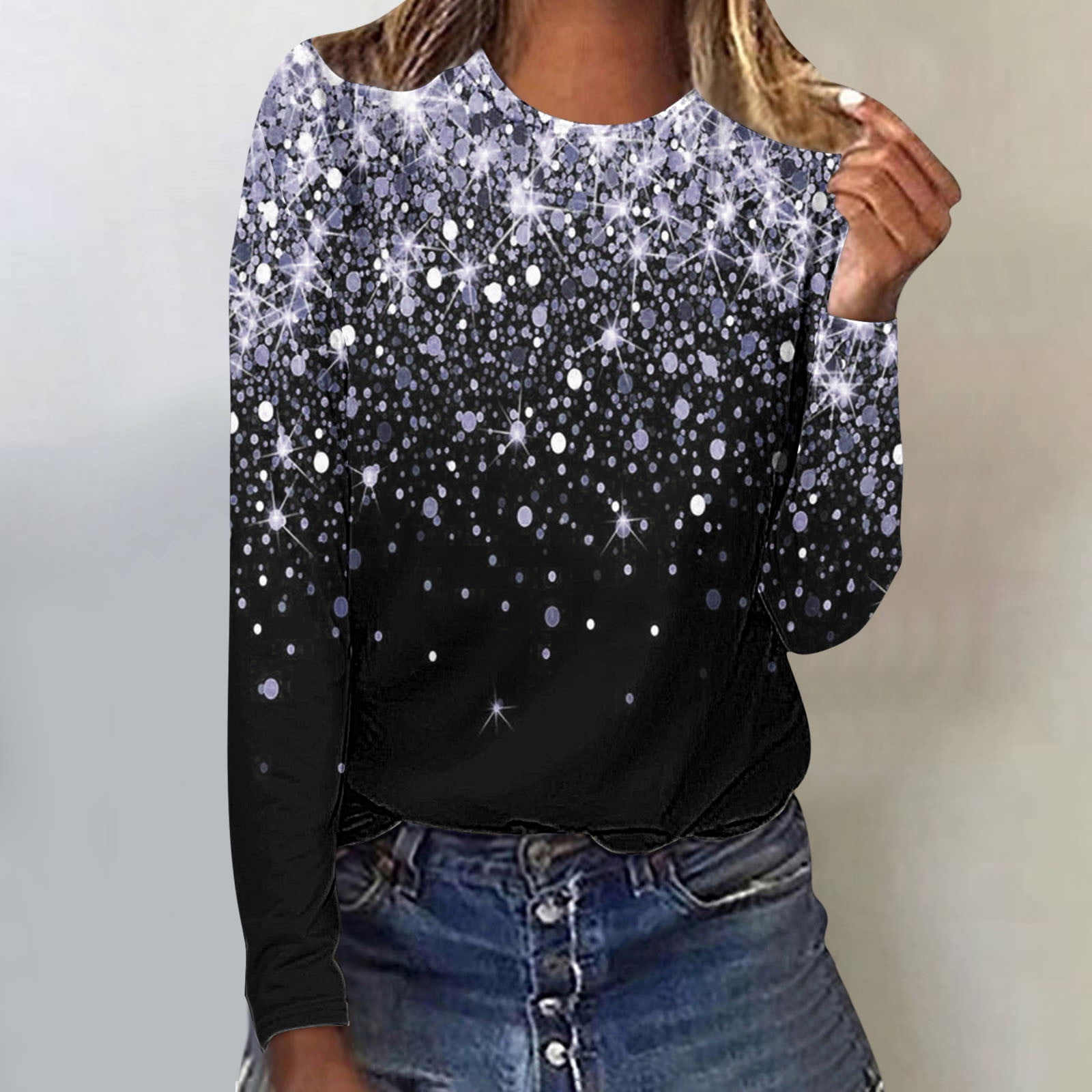 skpabo Women's Round Neck Longline Blouses Tunic Tops Casual Long ...