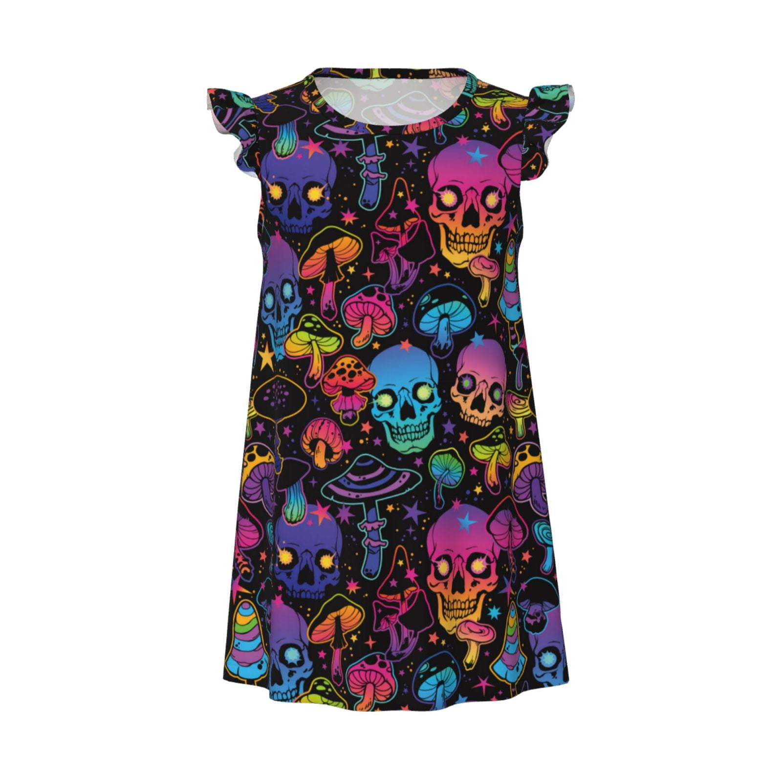 skull and mushrooms Girls Nightgowns, Pajamas for Girls, Soft Flutter ...