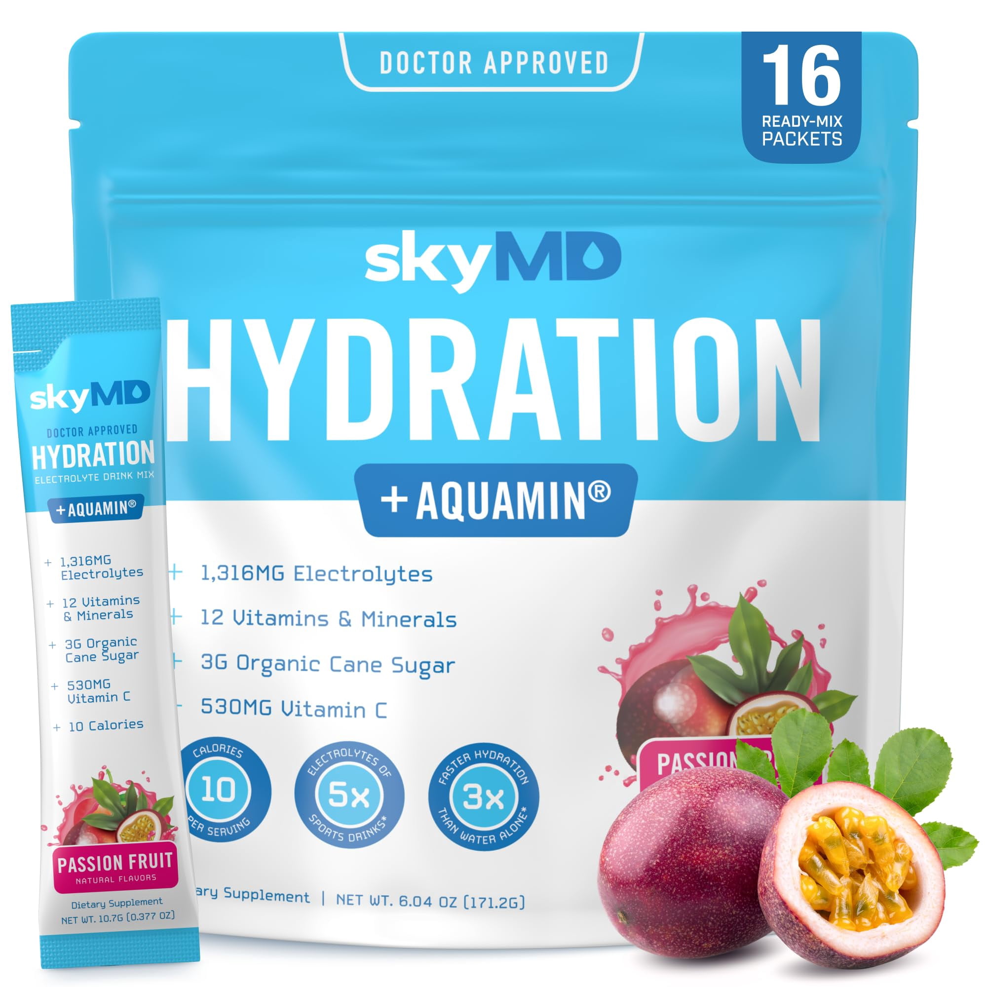 skyMD Daily Hydration | Electrolytes Powder Packets | Low Sugar, 10 ...