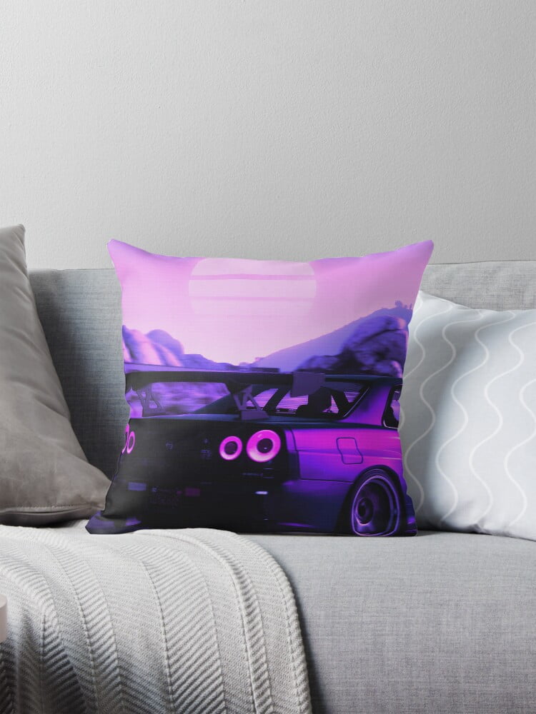skyline gtr r34 in retrowave sunset 80s nostalgia theme posters ...