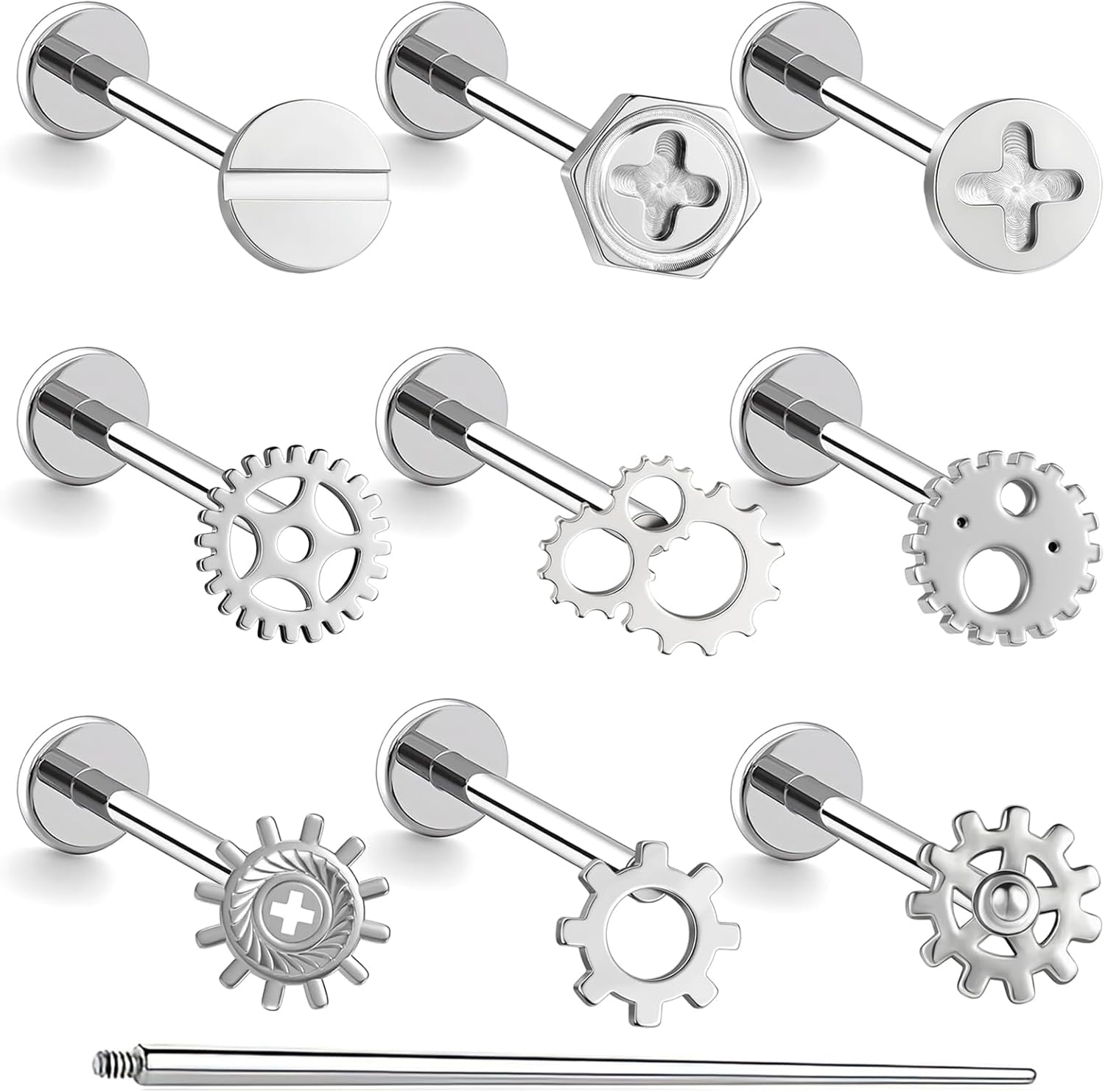 skyyds 16G Flat Back Earrings Surgical Steel Tragus Piercing For Nose ...