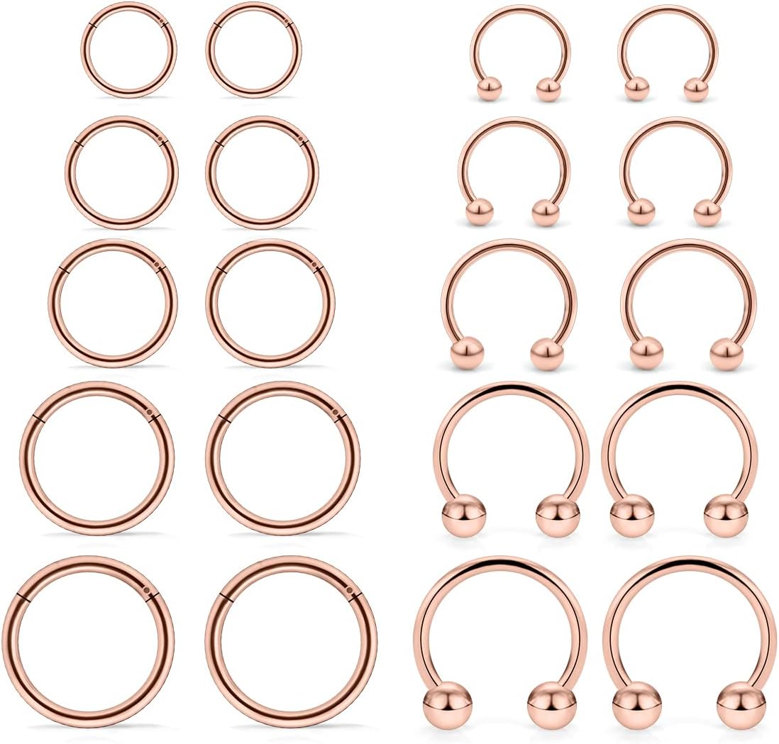 skyyds 16G Stainless Steel Hinged Clicker Segment Septum Rings ...