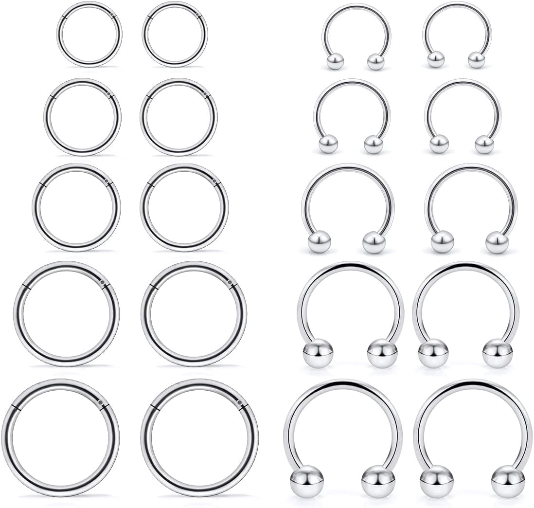 skyyds 16G Stainless Steel Hinged Clicker Segment Septum Rings ...