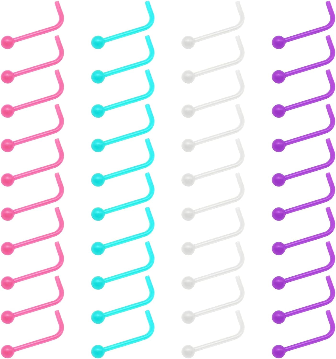 skyyds 20G Small Clear Nose Rings Studs Retainer For Work Surgery ...