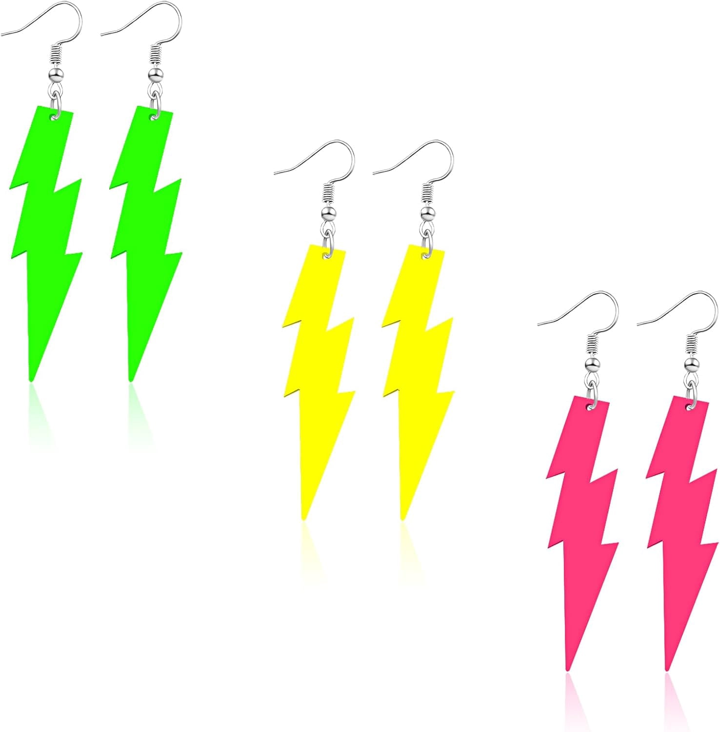 skyyds 3 Pairs 80S 90S Acrylic Neon Earrings For Women Colorful Star ...