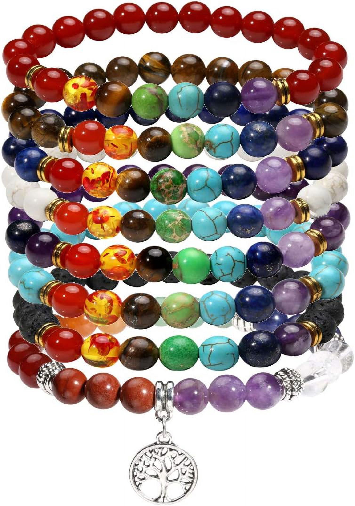 skyyds 7 Chakra Diffuser Bracelets Set For Women Men Reiki Healing ...