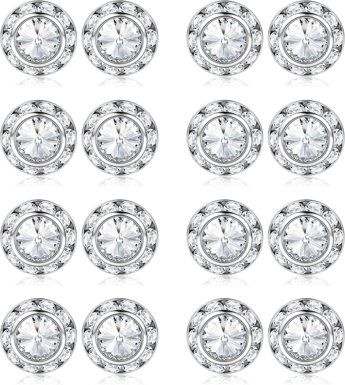 skyyds 8 Pairs Rhinestone Dance Competition Earrings Round Shaped ...