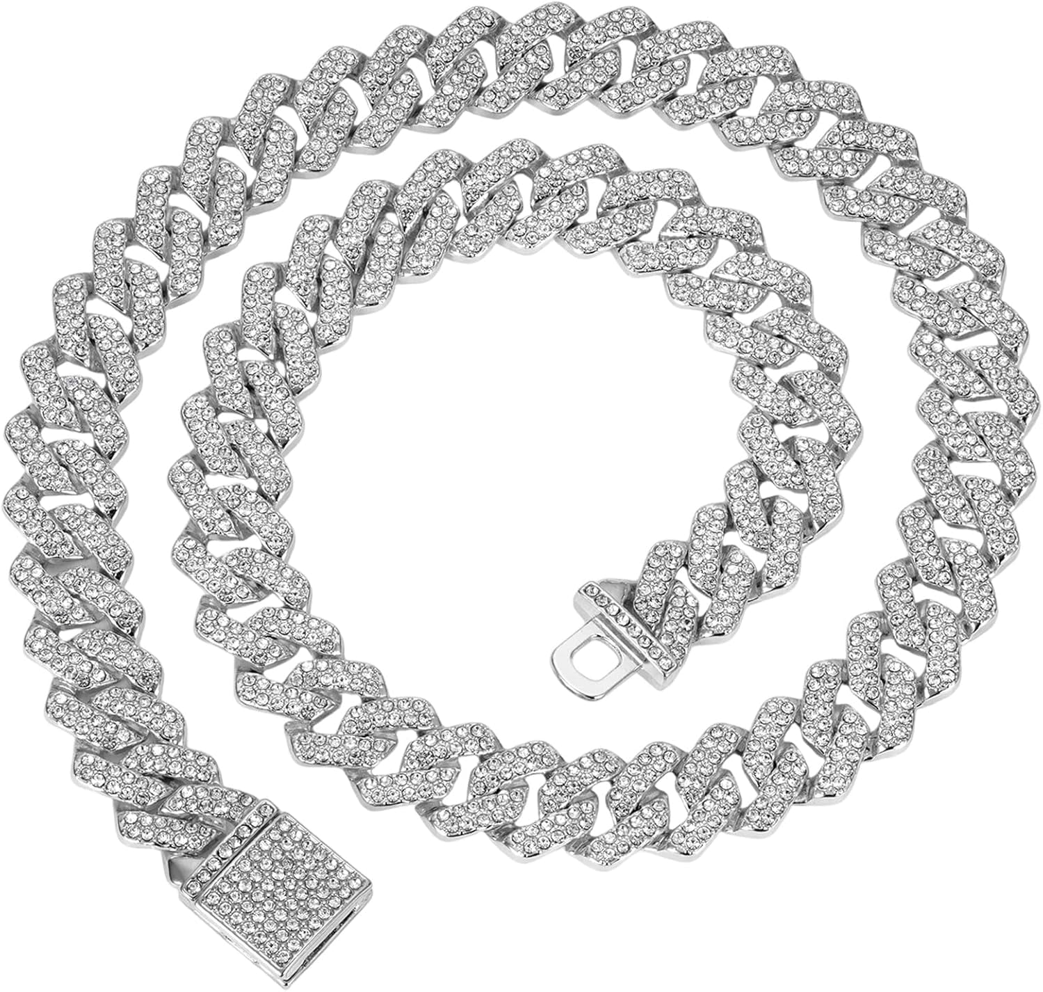 skyyds Cuban Link Chain For Men,Silver Necklace And Bracelet,Miami ...