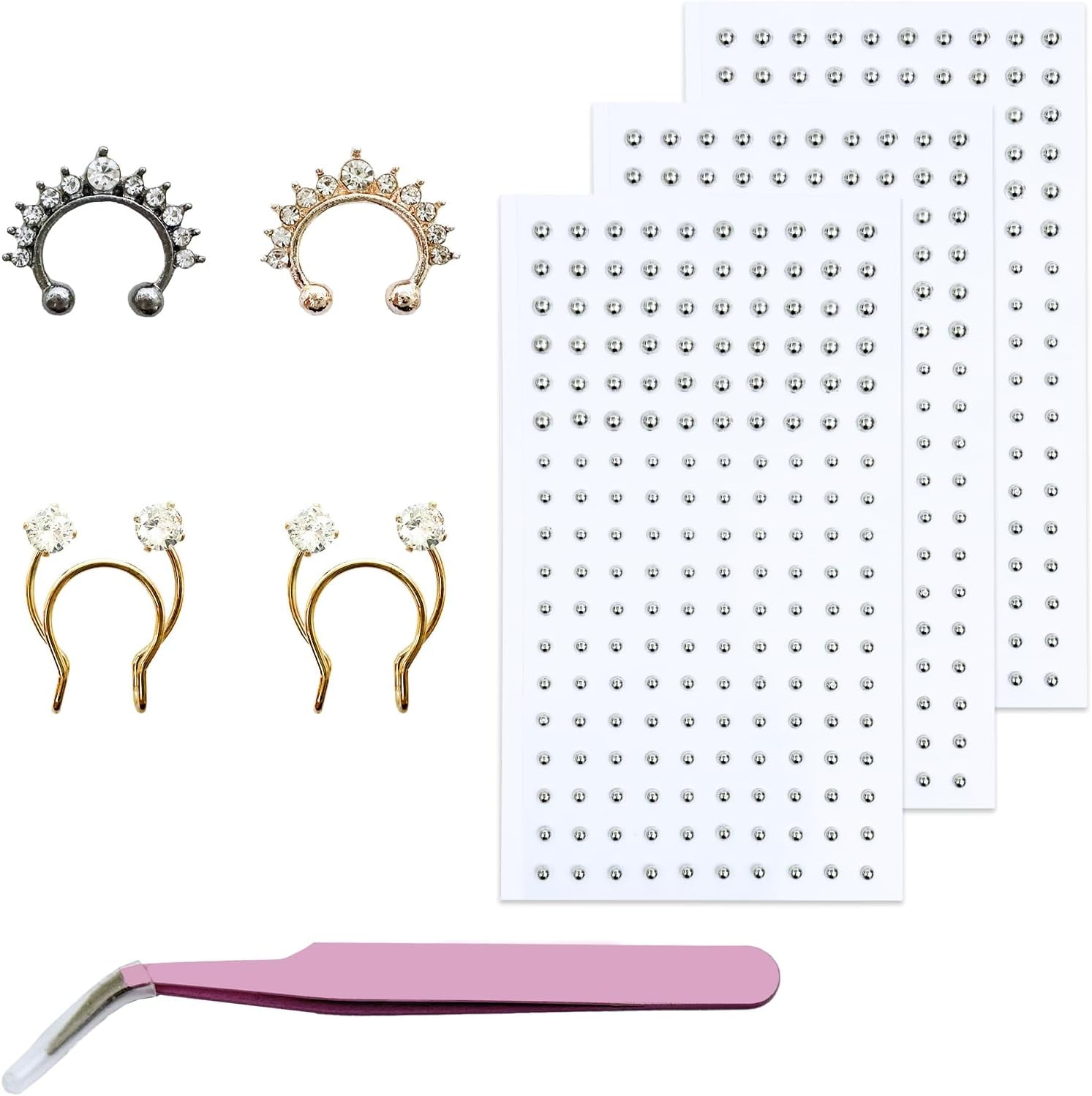 skyyds Fake Face Gems Fake Piercings, Fake Septum Ring 540 Fake ...