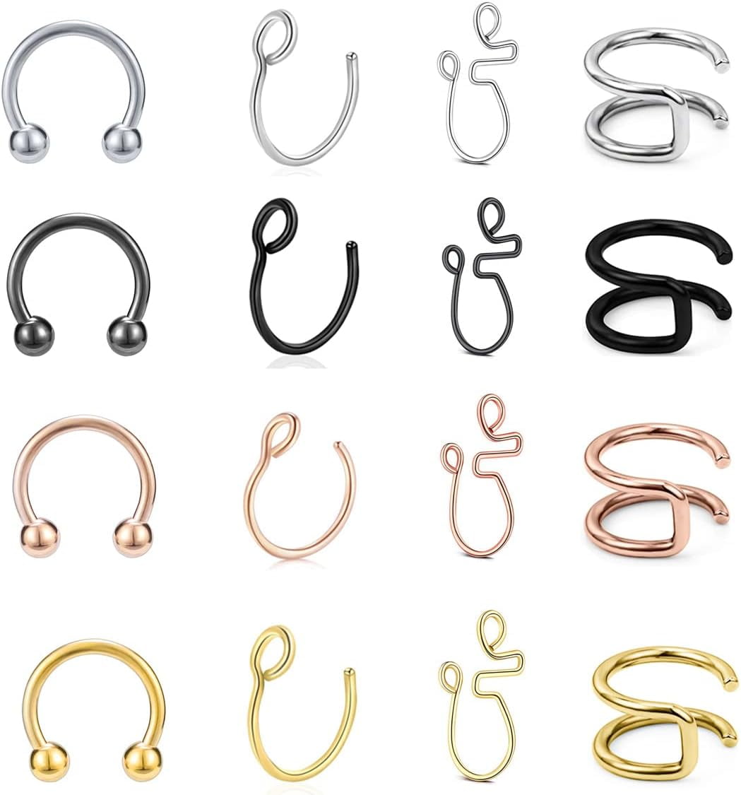 skyyds Fake Nose Rings, Magnetic Septum Rings, Colorful Horseshoe ...