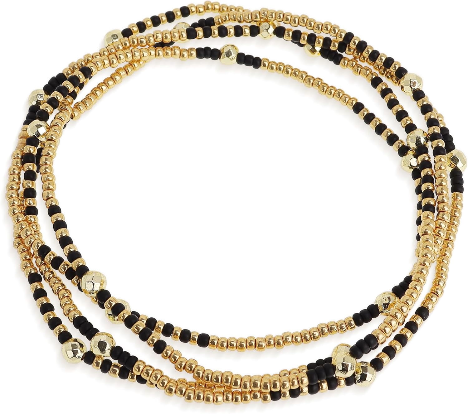 skyyds Gold Beaded Gemstone Stackable Stretch Bracelets For Women ...