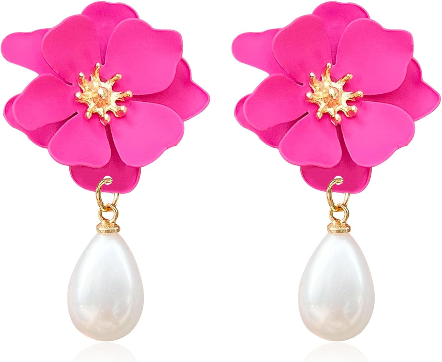 skyyds Pearl Bohemian Flower Earrings Floral Petal Flower Stud Earrings Jewelry For Women[eh2576 ...