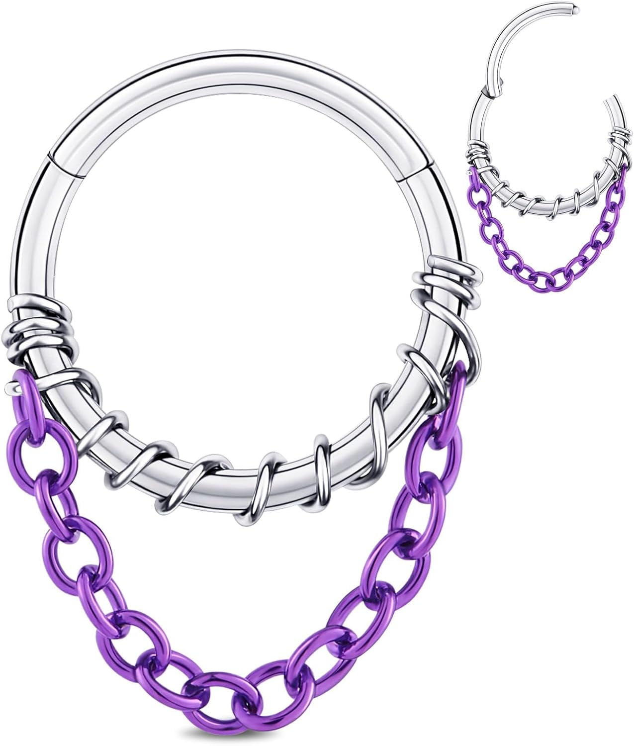 skyyds Septum Rings 16G Unique Septum Clicker Gold Black Nose Rings ...