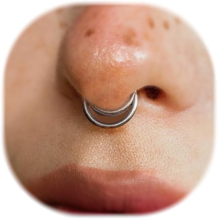 skyyds Septum Rings For Women Men 16G Stacked Nose Rings Flower Daith ...