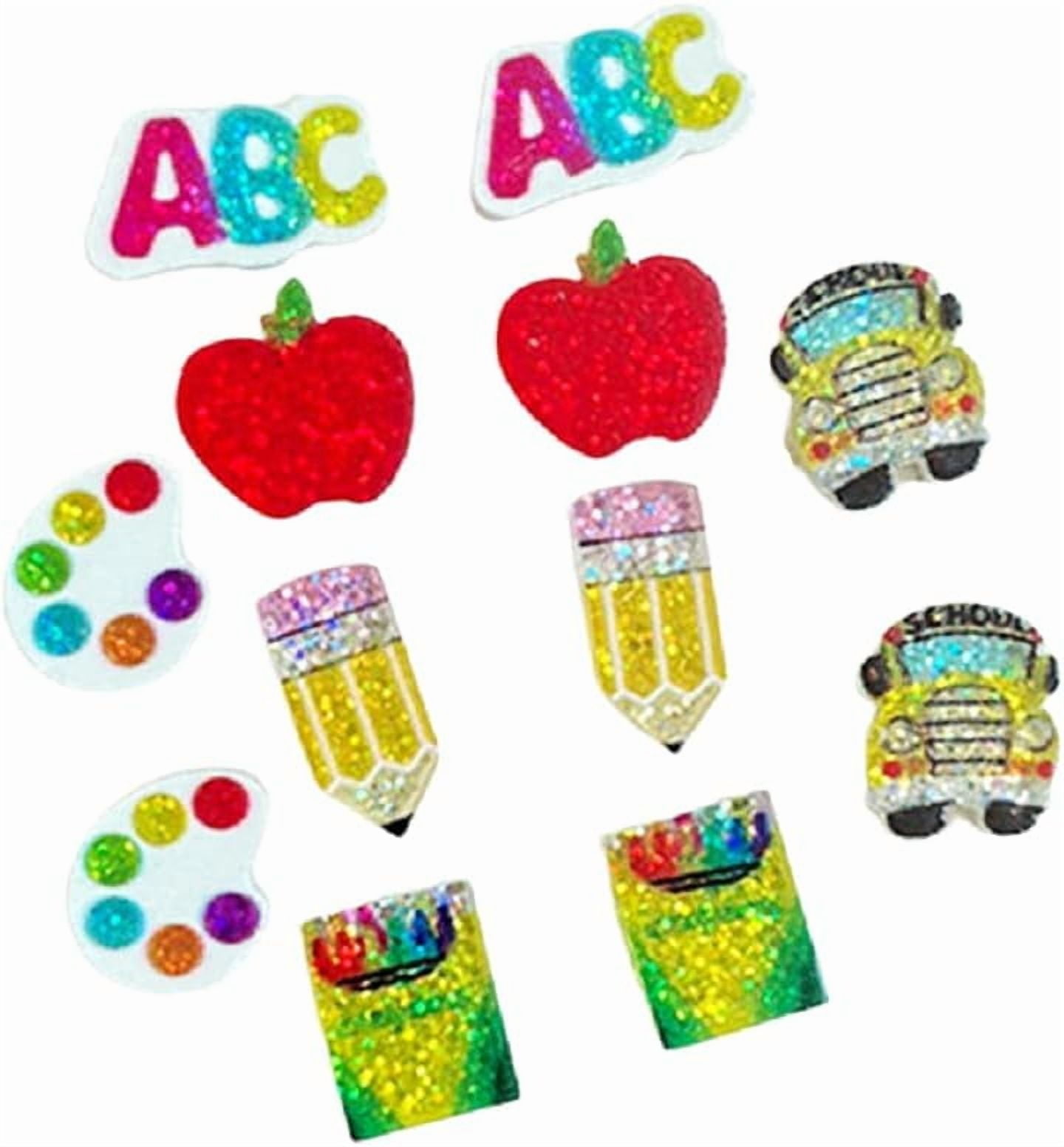 skyyds Shiny School-Themed Teacher Earrings Glittering Abc Pencil Paint Palette Crayon Stud ...