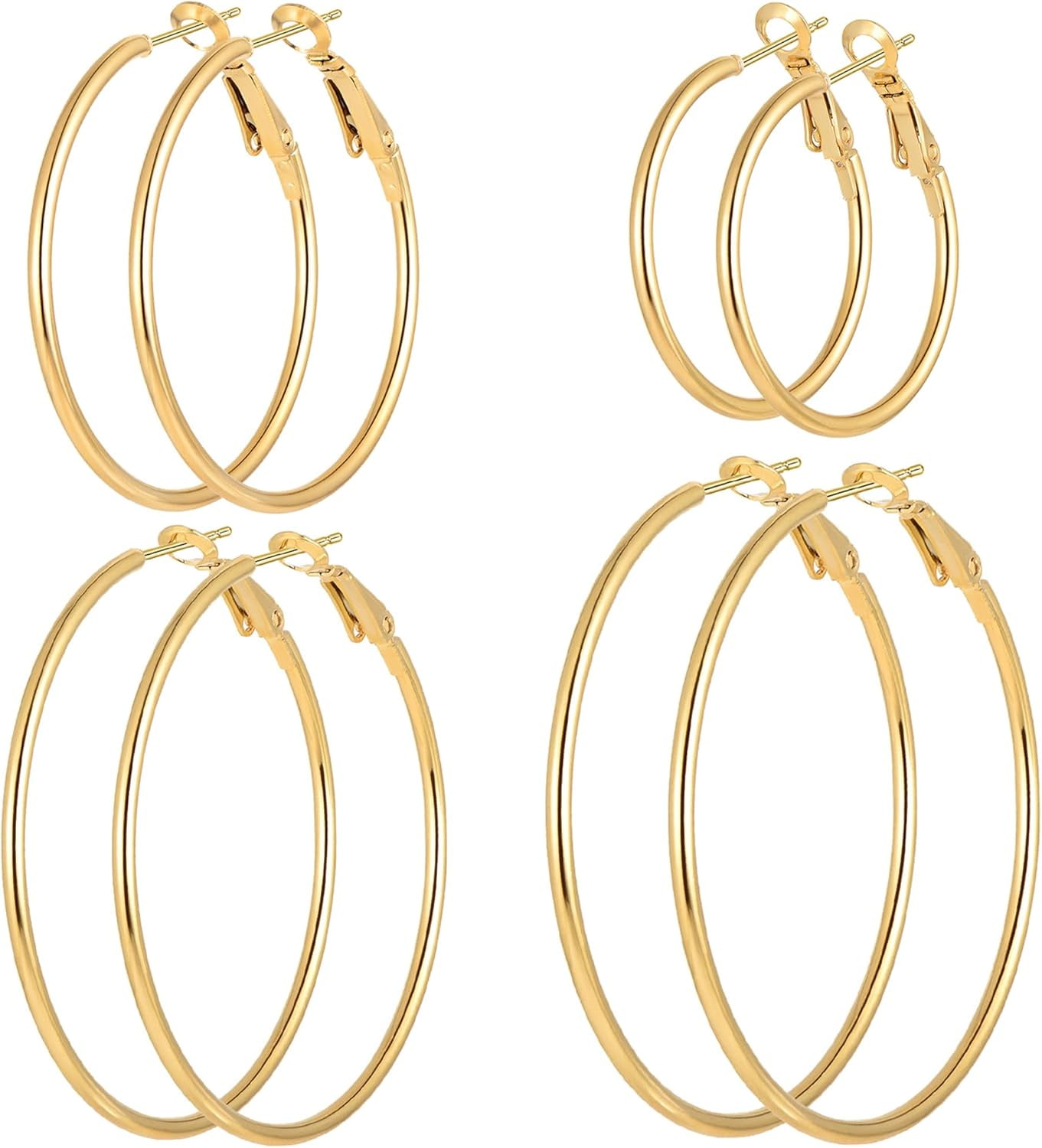 skyyds Stainless Steel Gold Hoops Silver Hoop Earrings Hypoallergenic ...