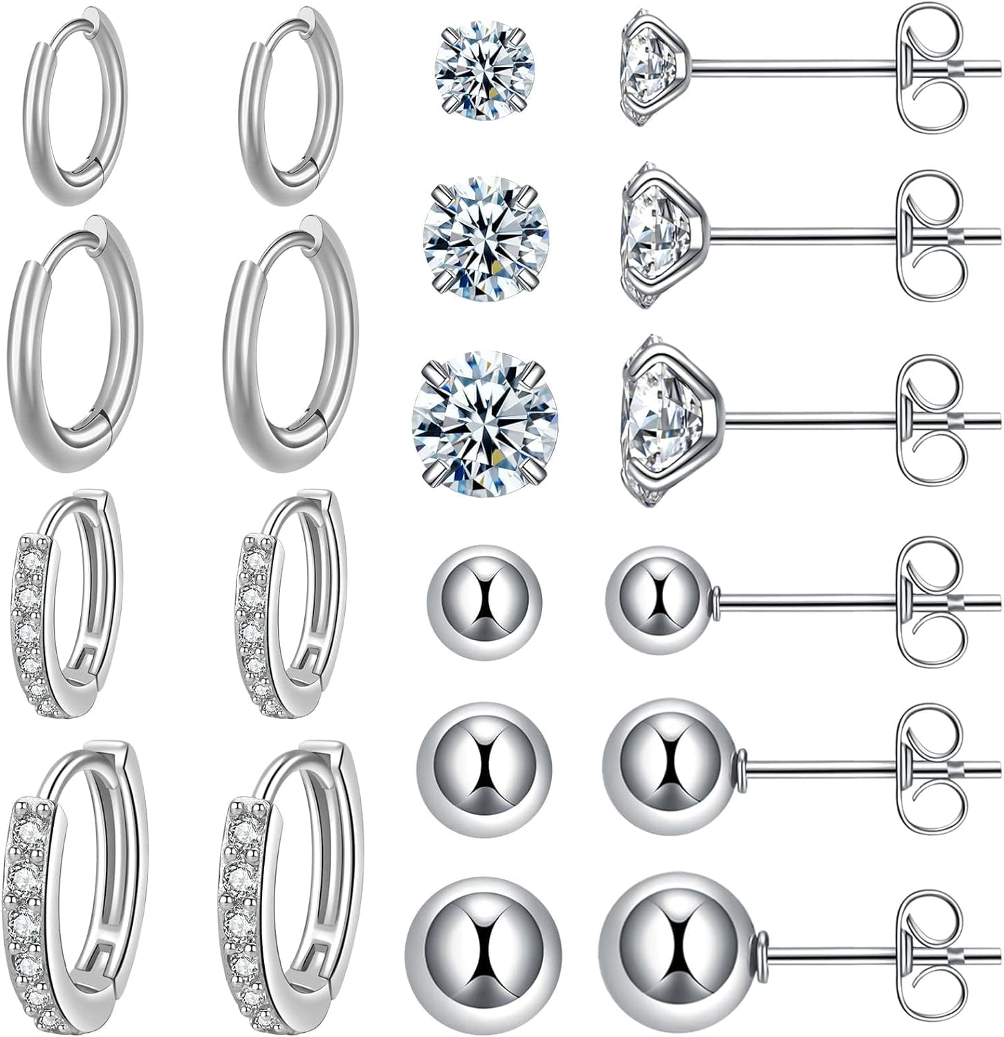 skyyds Surgical Steel Earrings Sets For Multiple Piercing Lightweight ...