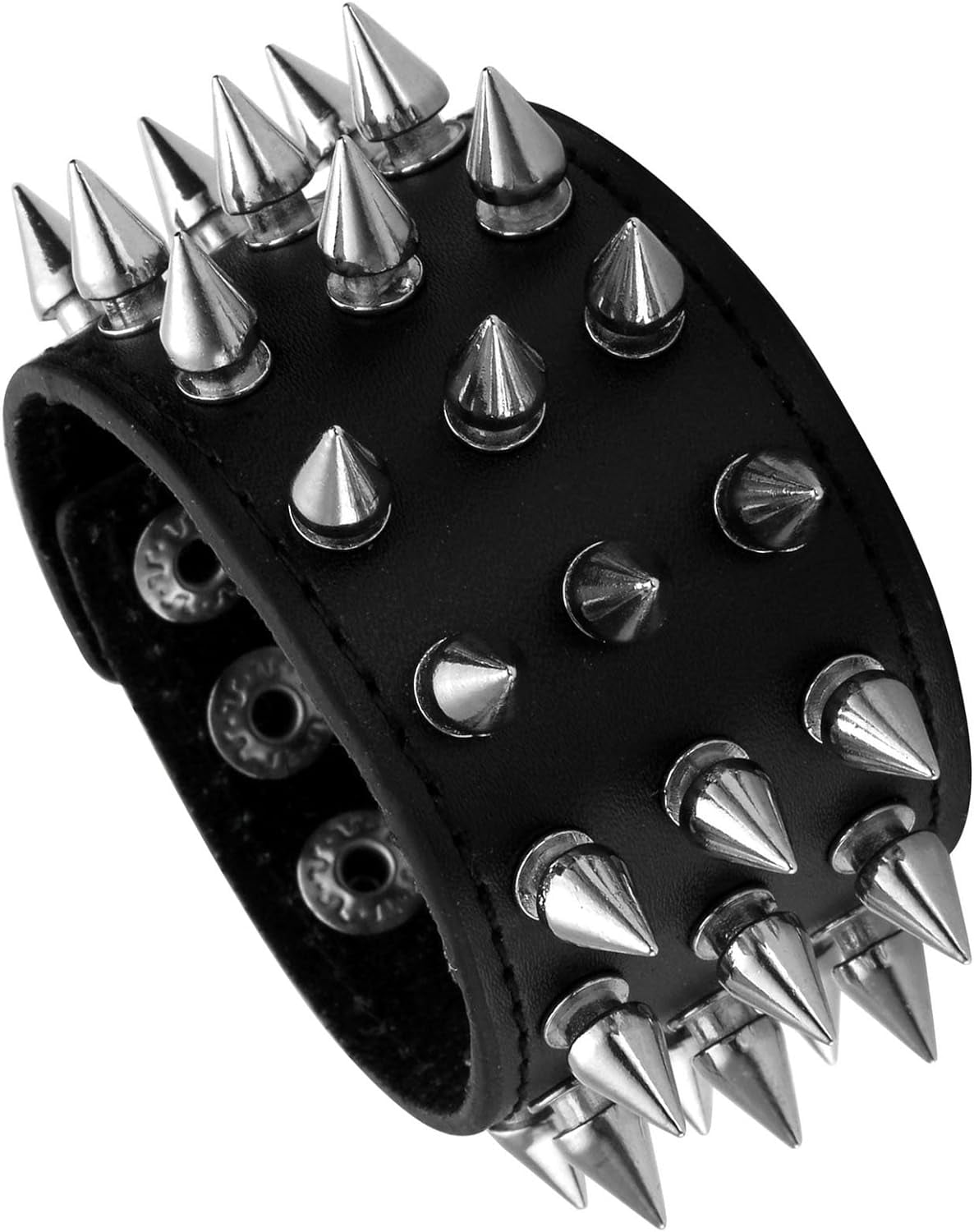 Skyyds Unisex Black Metal Spike Studded Punk Rock Biker Wide Strap