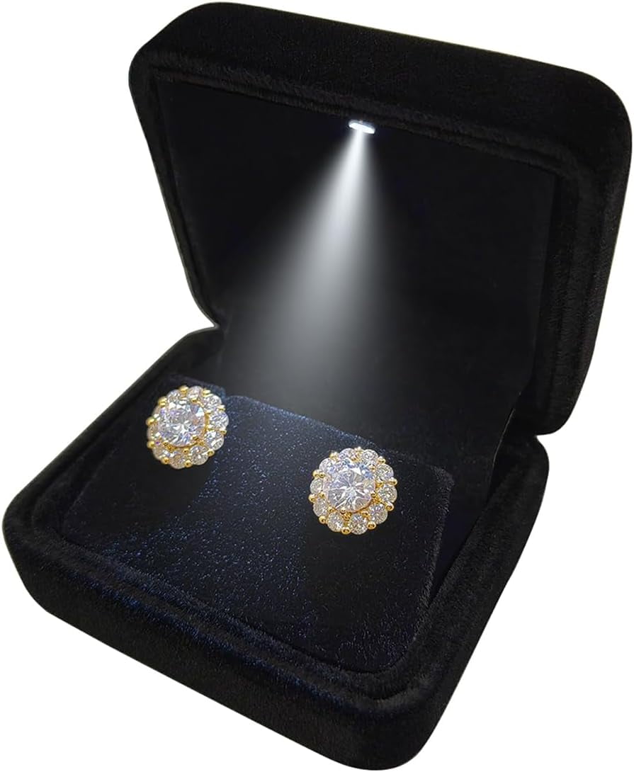 skyyds Velvet Earring Box With Led Light, Stud Earring Gift Box Jewelry ...