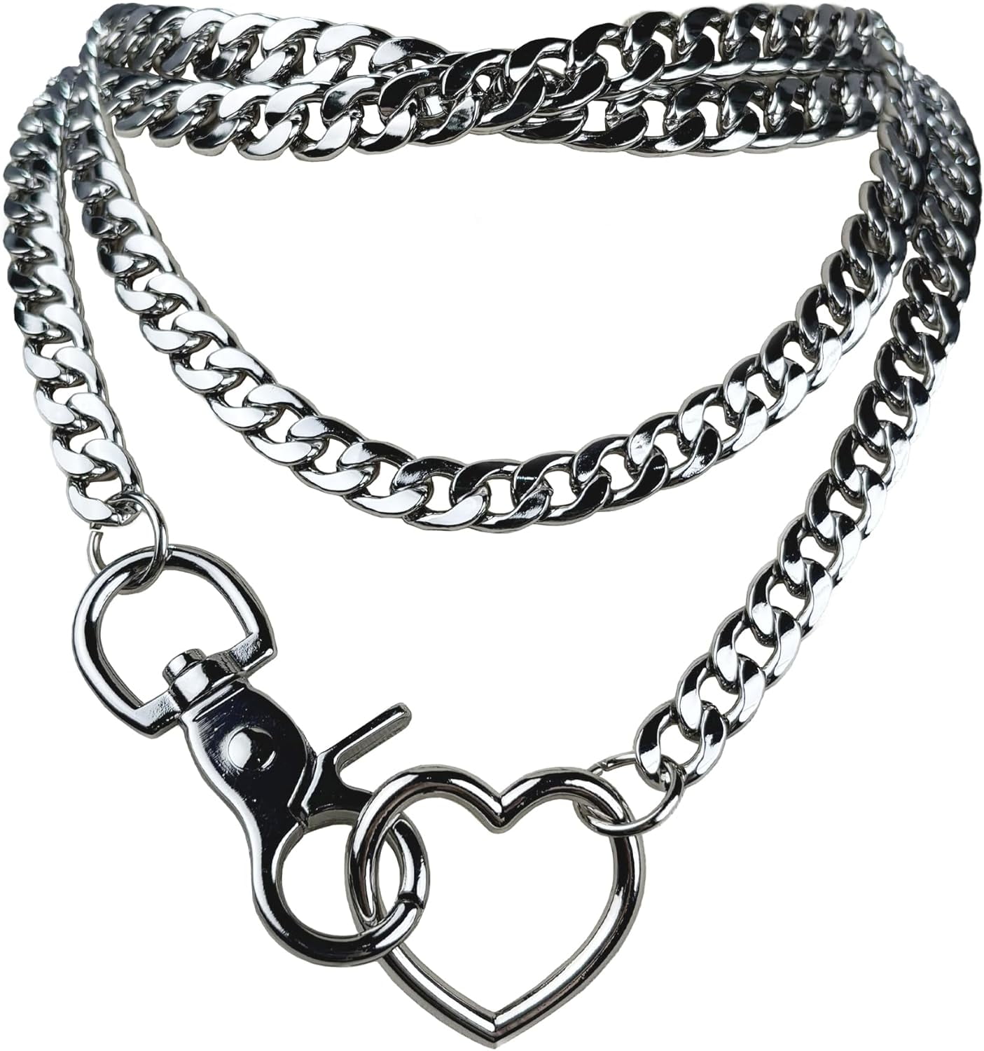 skyyds Women'S Slip Chain Rainbow Heart O-Ring Chunky Chain Necklace ...