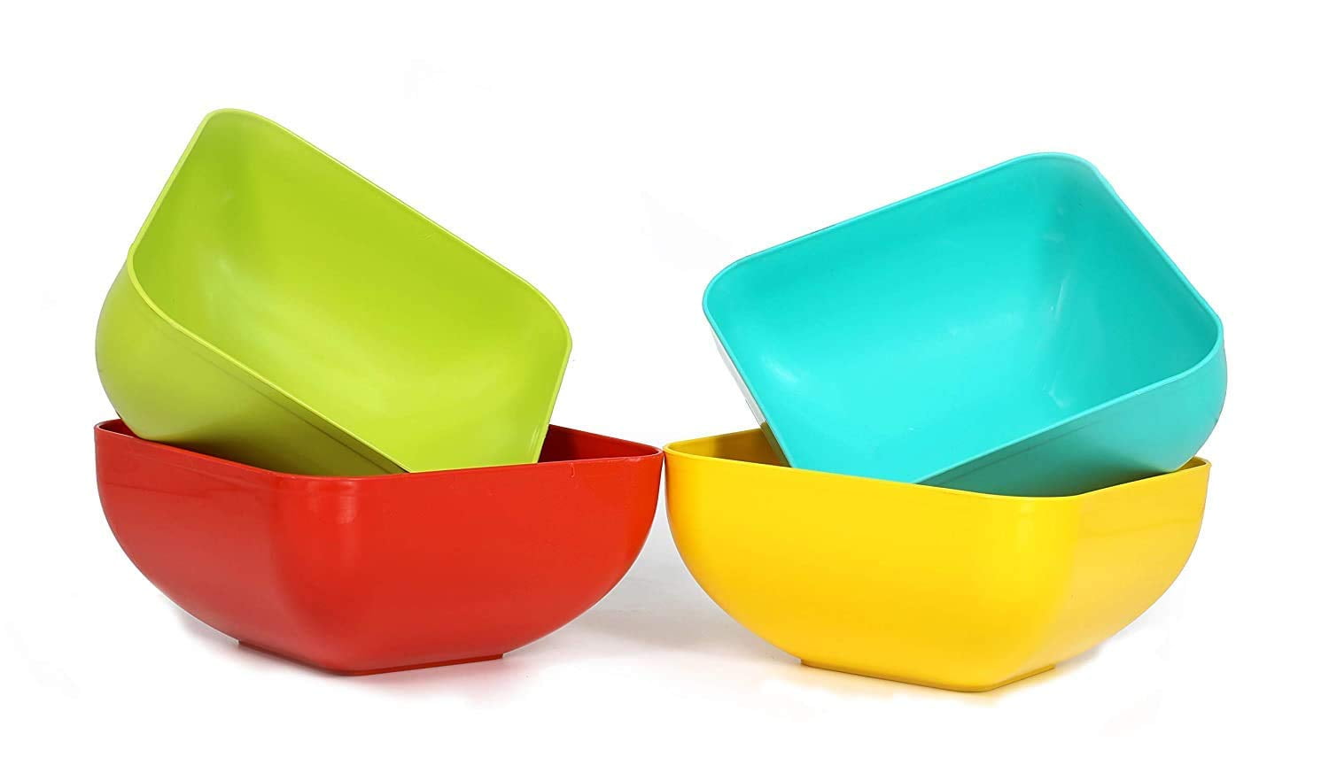 skyzone Set of 4 Mixing Square Unbreakable Utensils Microwave Safe Oven Plastic Serving Bowls ...