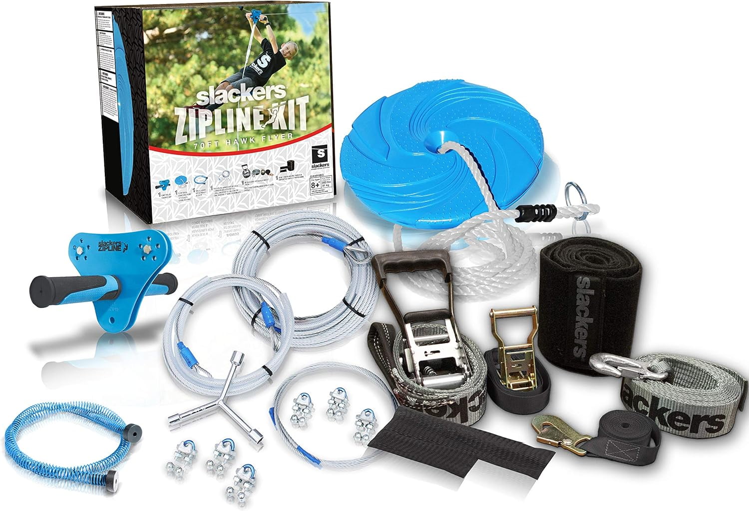 slackers 70 ft Hawk Series Zipline - Kids Zip line Kit with Zip-Quick ...