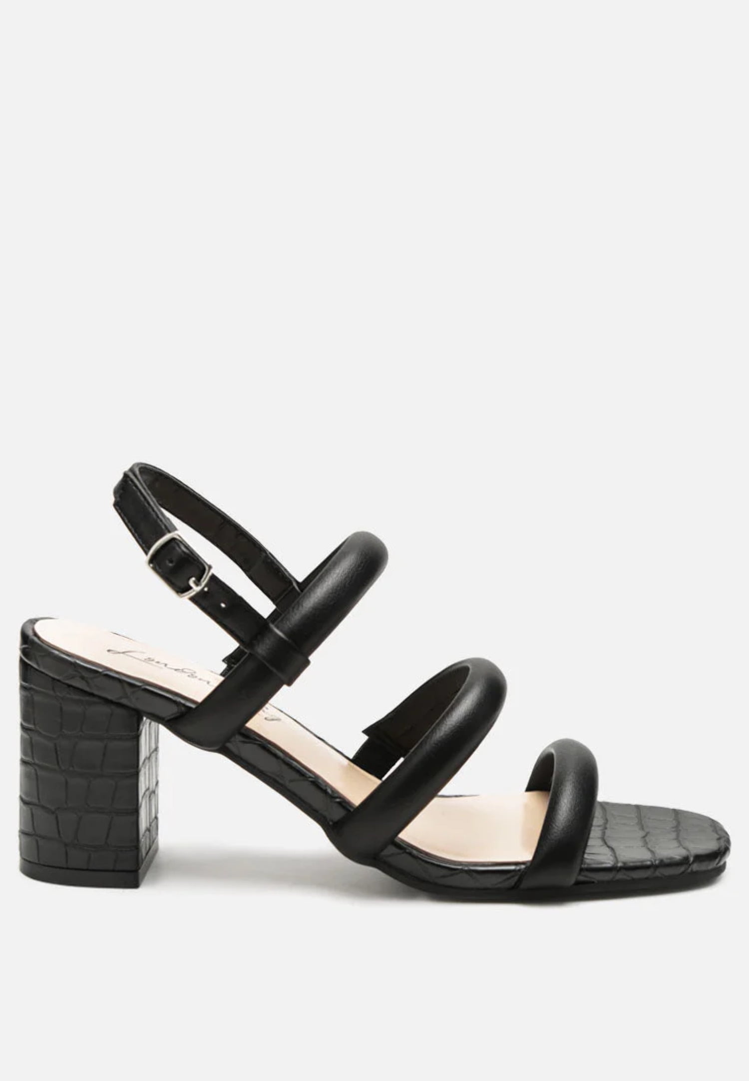 Slater Croc Skin Faux Leather Block Heel Sandals - Walmart.com