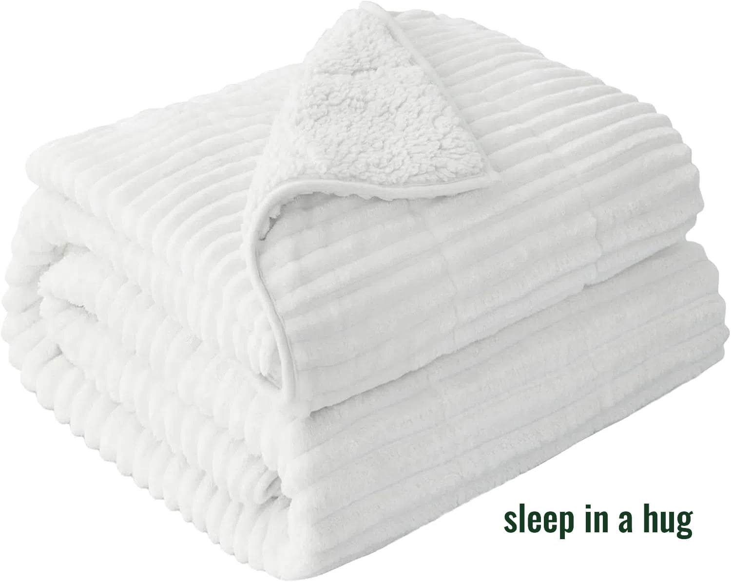 sleep in a hug Sherpa Fleece Adult Weighted Blanket 20lbs with Ribbed ...