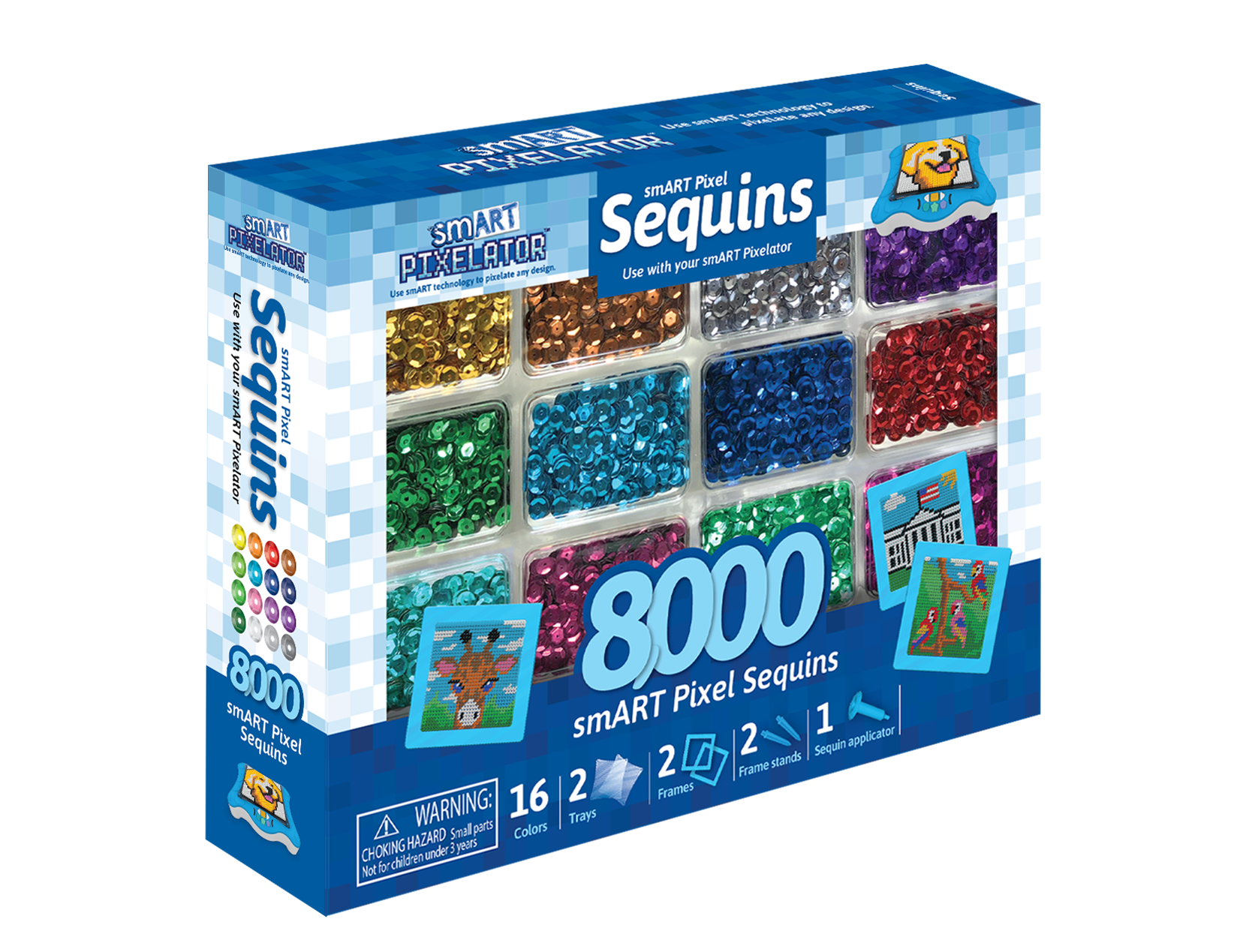 smART Pixelator Large Sequin Set, 8000 Multi Color Pixel Pegs, 16 ...