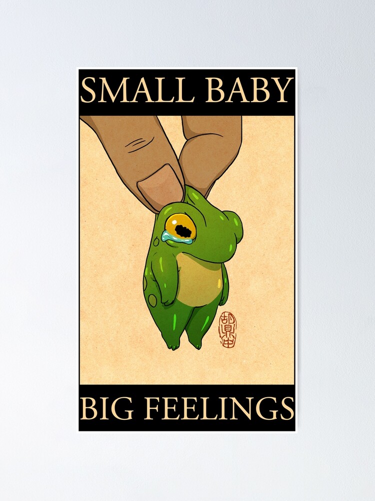 small baby big feelings cute frog artwork asian japanese chinese style drawing transparent bg ...