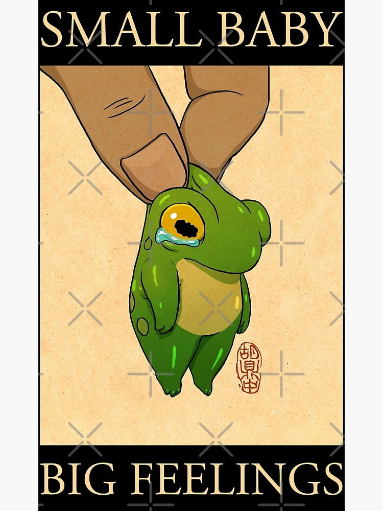 small baby big feelings cute frog artwork asian japanese chinese style ...