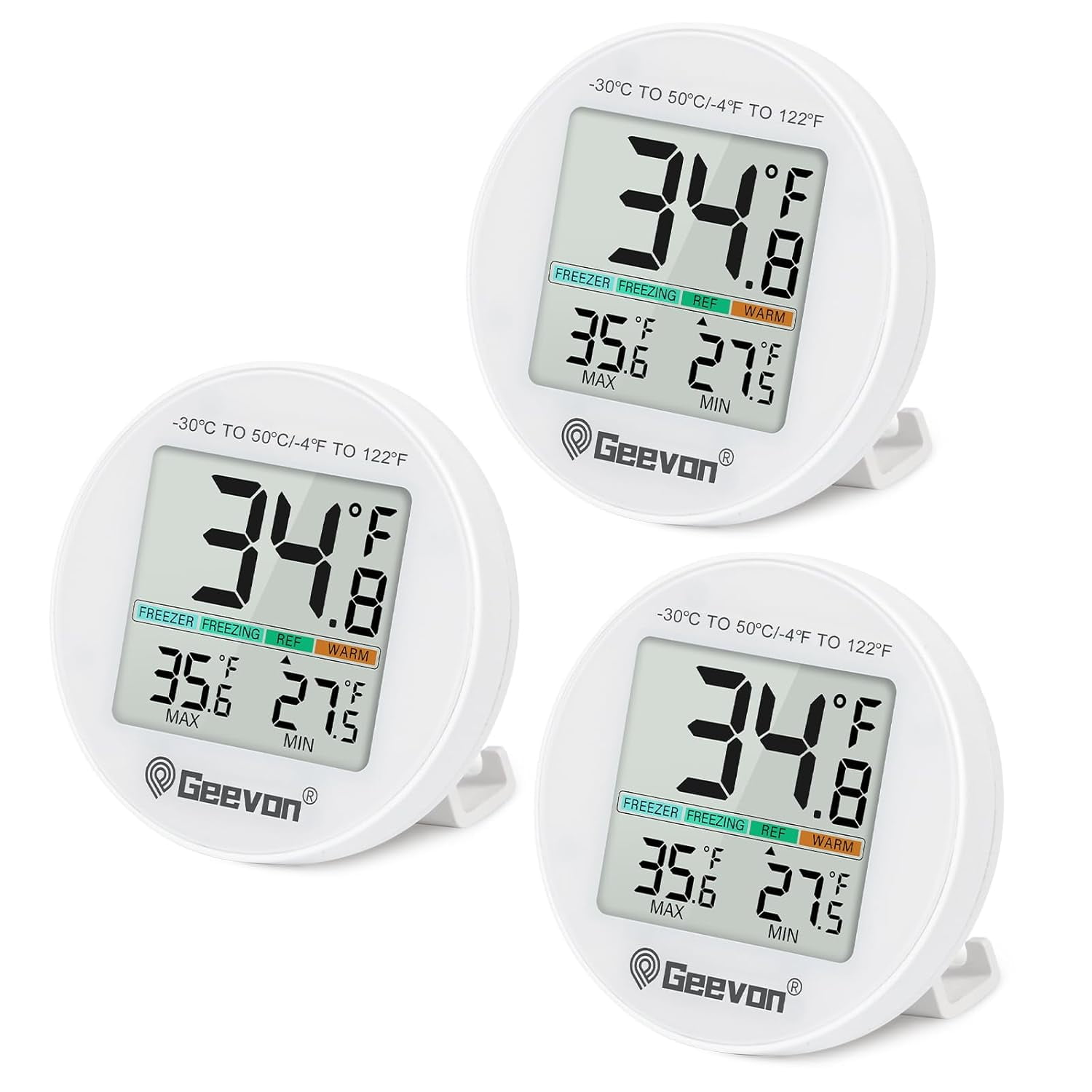 **small digital refrigerator thermometer 3 pack, ip65 waterproof ...