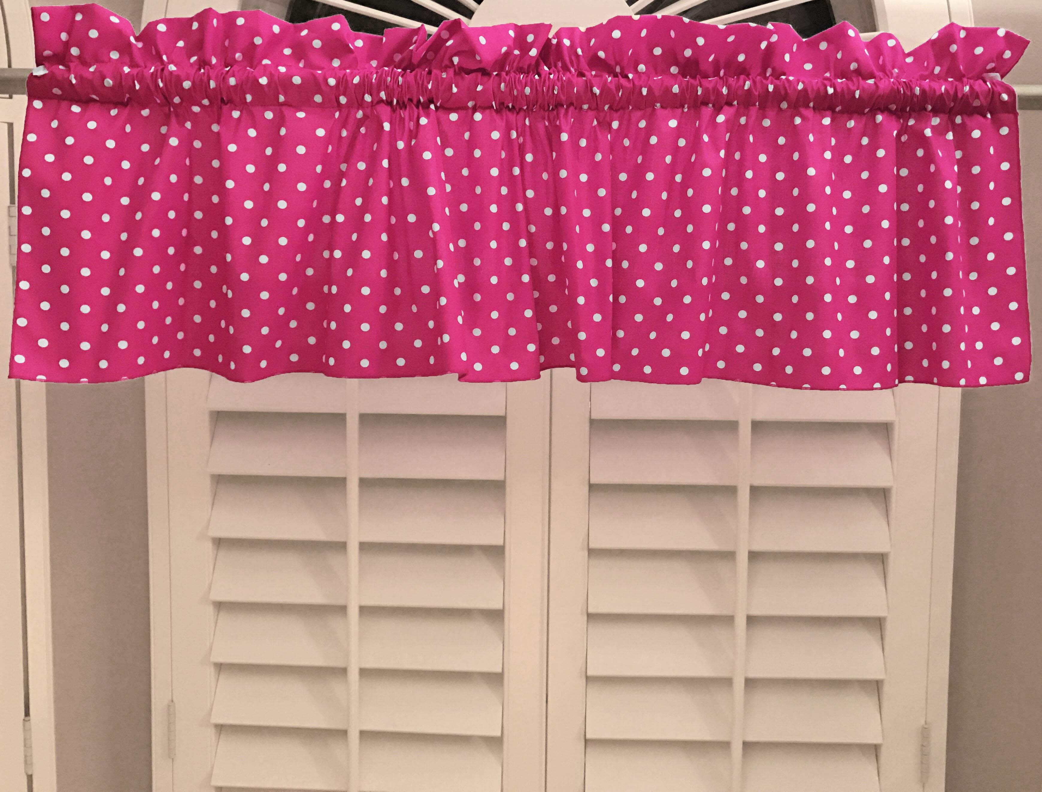 small polka dot white fuchsia cotton window valance 58 wide - Walmart.com
