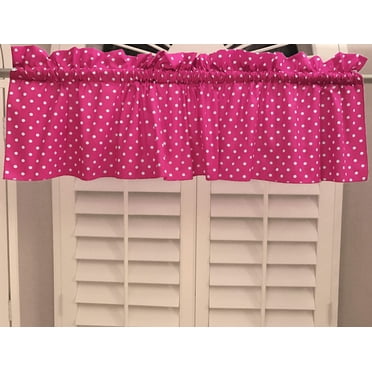 Cotton Window Valance Polka Dots Print 58 Inch Wide / Fuchsia on White ...