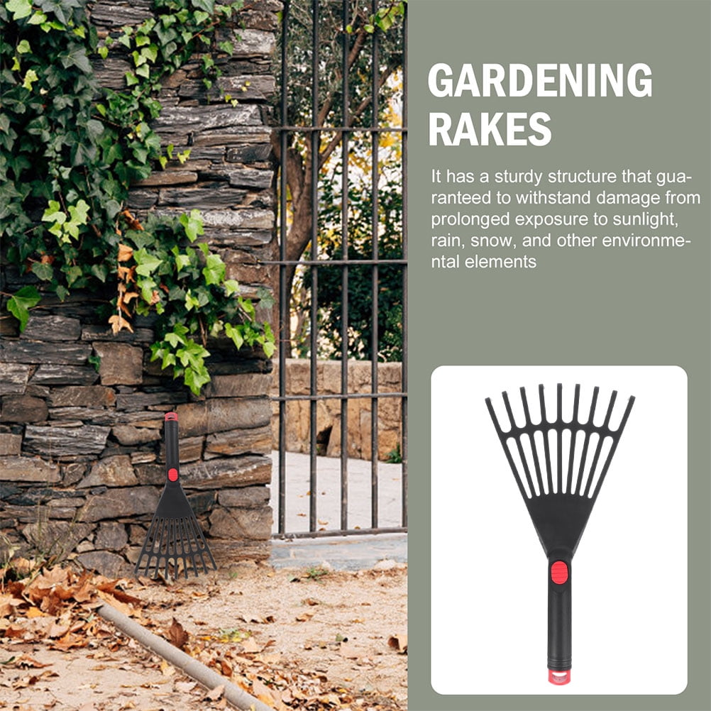 small rake Plastic Garden Leaf Rake - Short Handle - 13.36x6.68 Inch ...