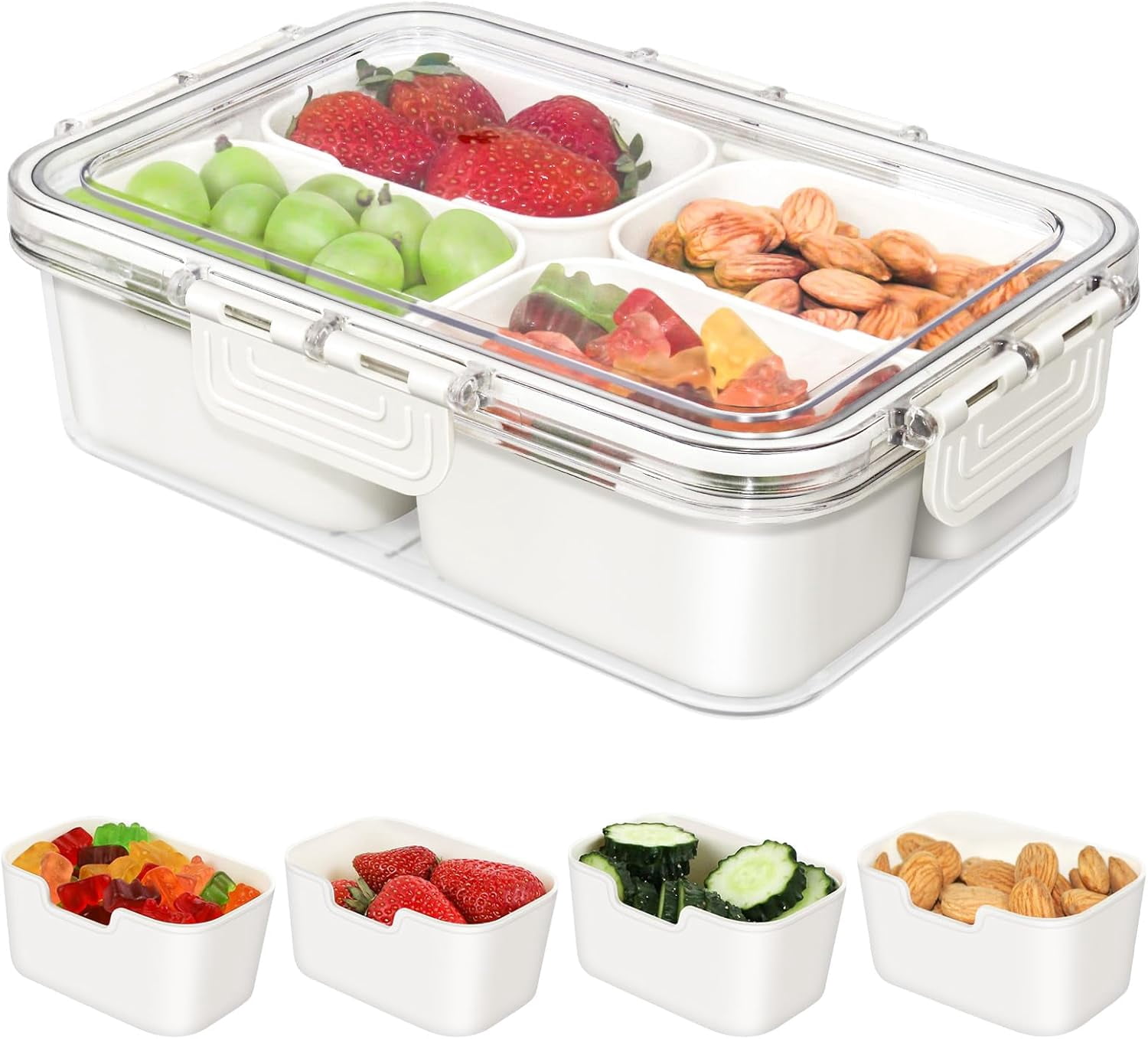 small snackle box container, divided serving tray with lid, 4 ...