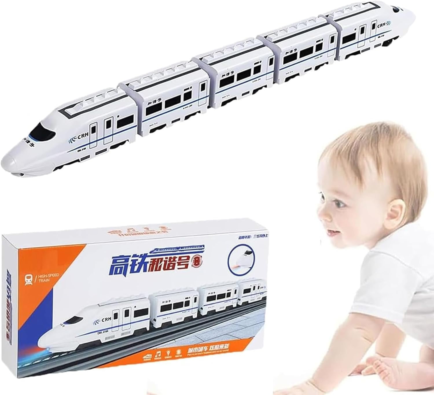 smart chain train kids toy, 3/4/5PCS Light & Sound Train Set with ...